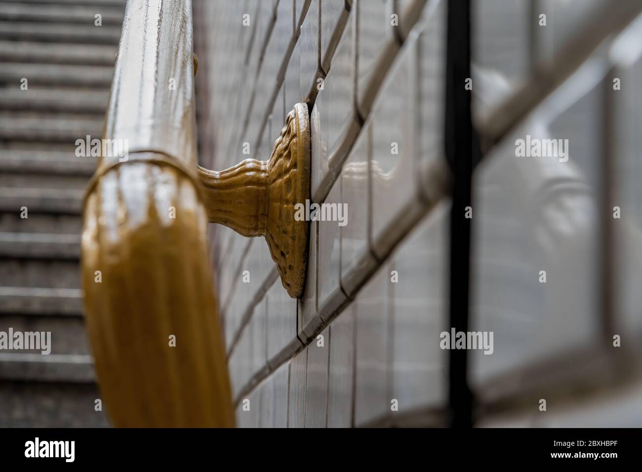 Detail of the handrail of the M1 metro line.(Millennium Underground ...