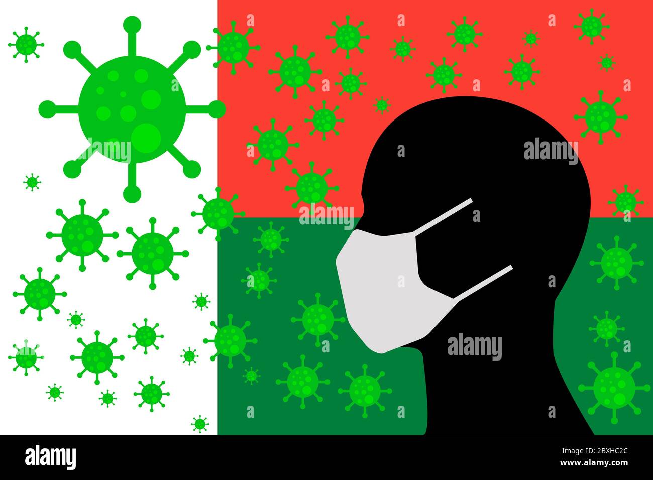 Human using a Mouth Face Masks or Mouth Cover surrounded with virus ...