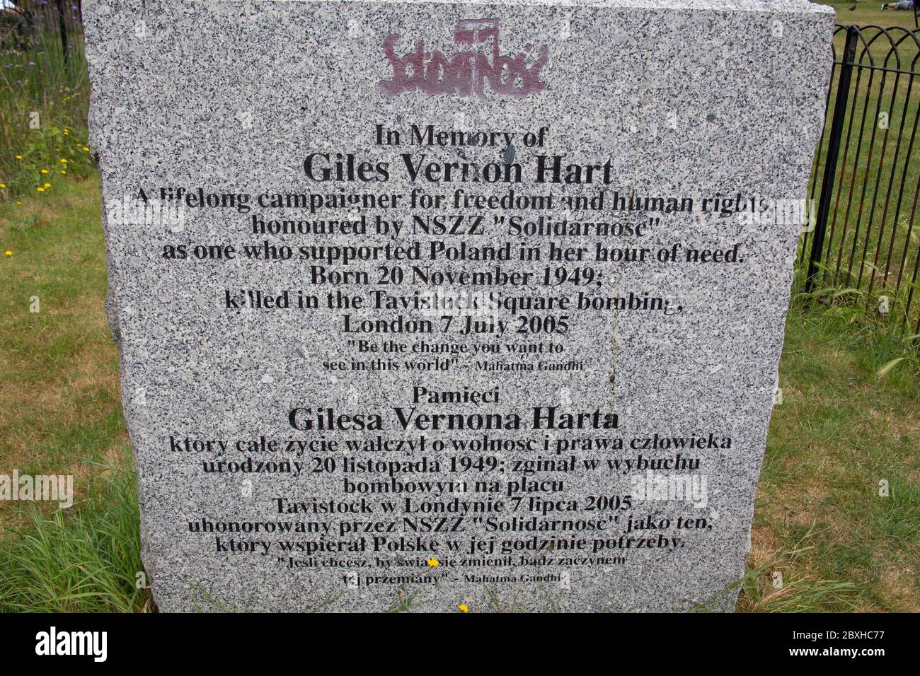 A memorial honouring Giles Hart, a British human rights campaigner who ...