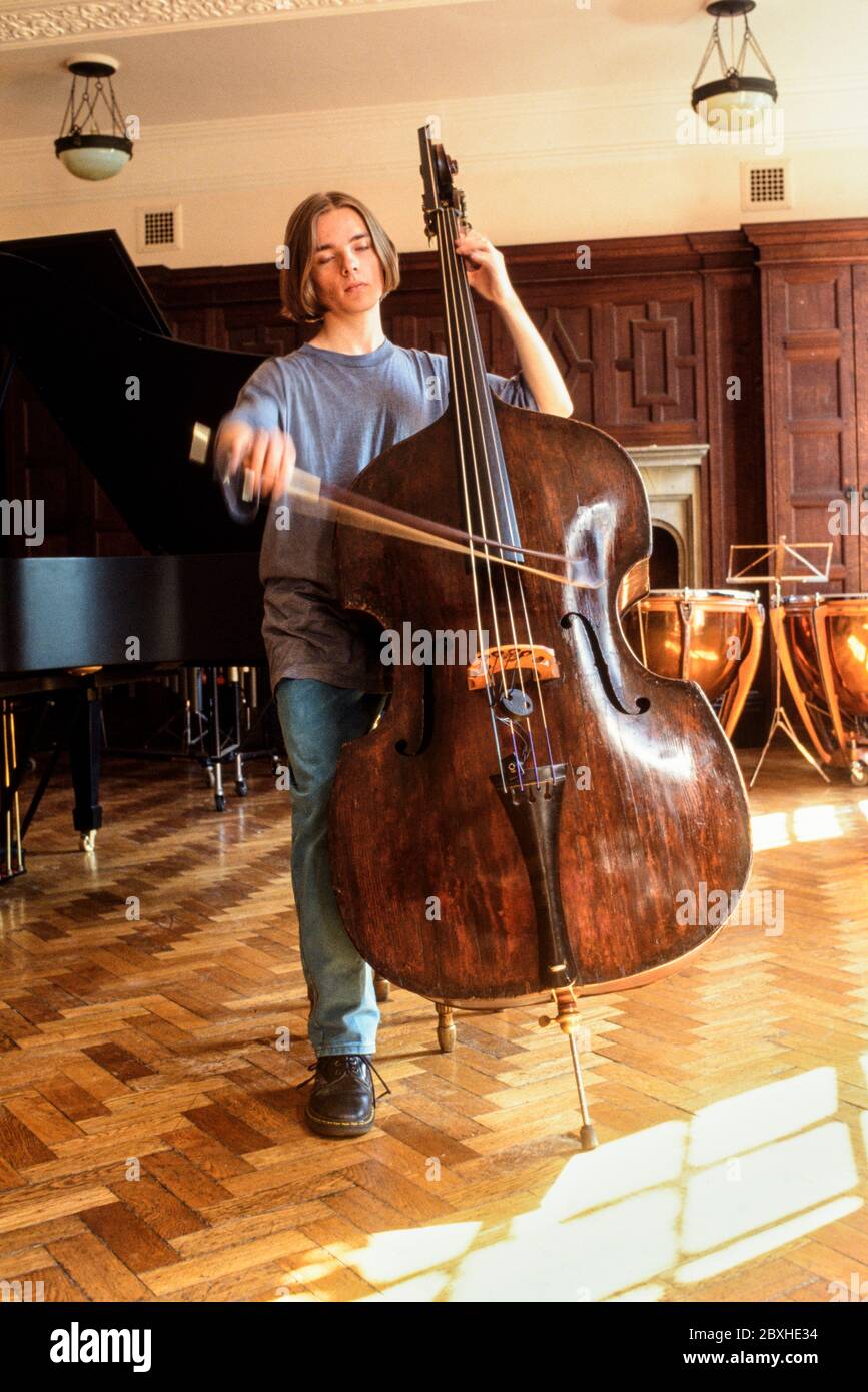 Richard Pryce double bass player at the Purcell School of music in 1997 ...