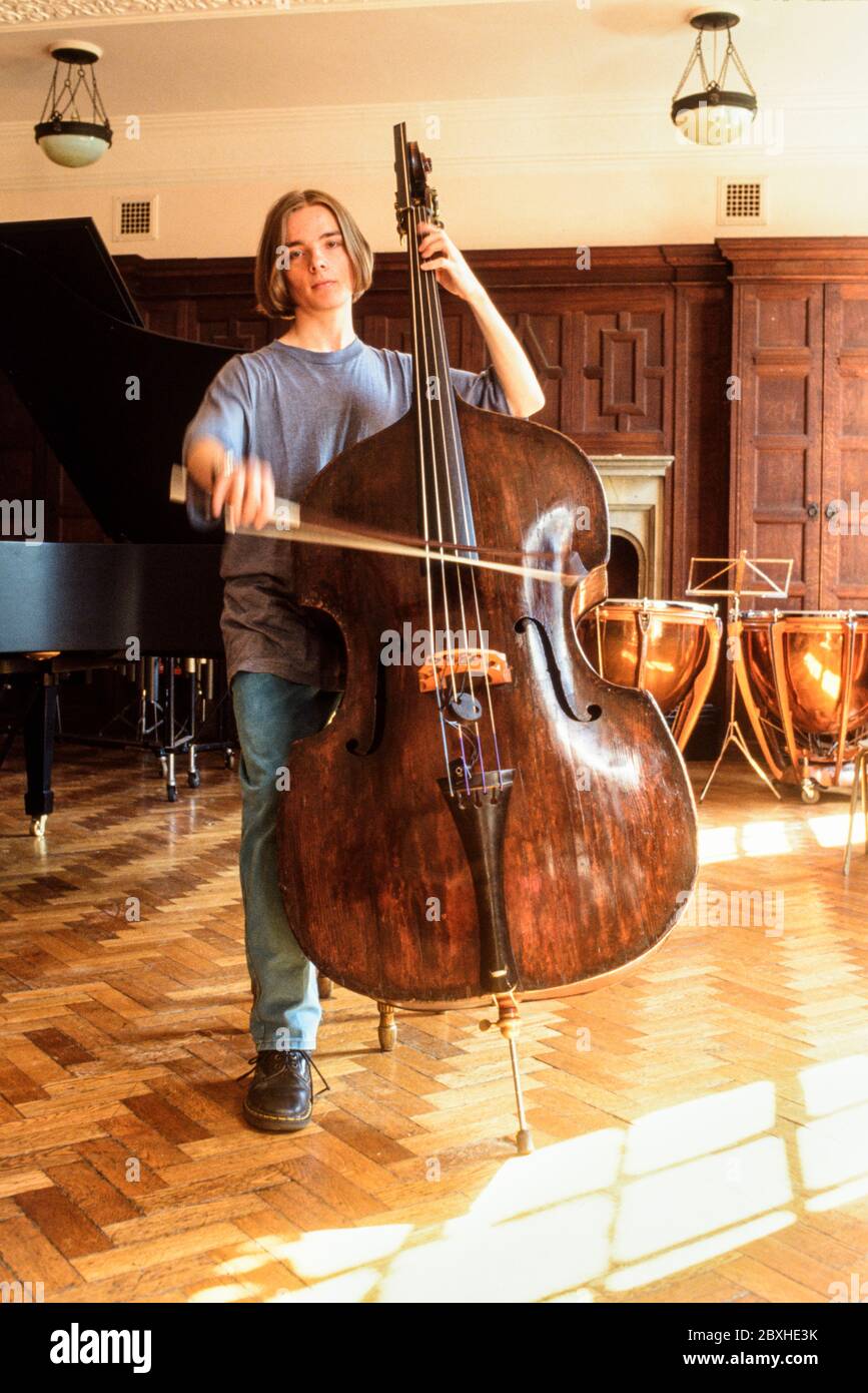 Richard Pryce double bass player at the Purcell School of music in 1997 ...