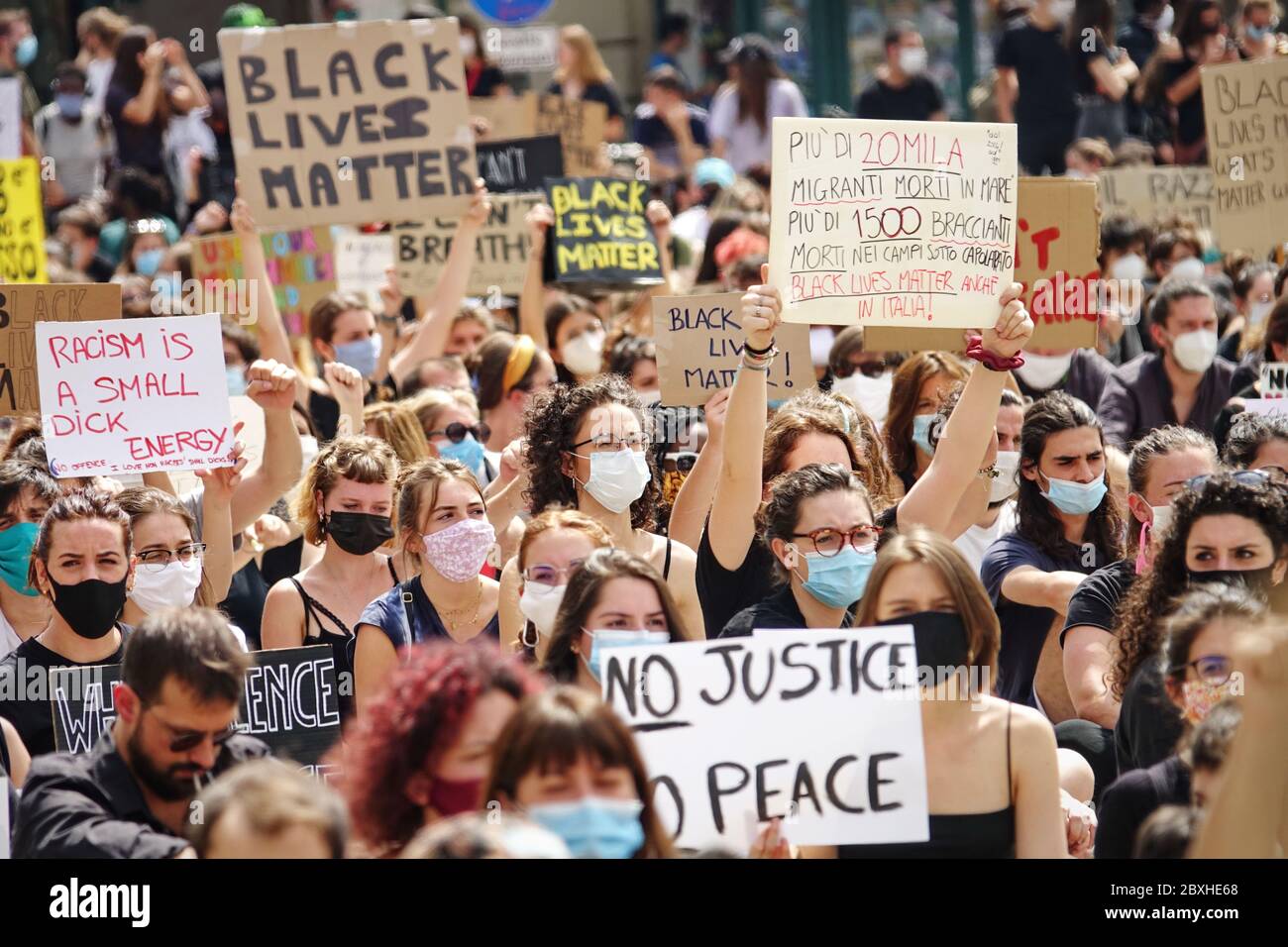 Peaceful protesters demonstrate against the death of George Floyd and ...