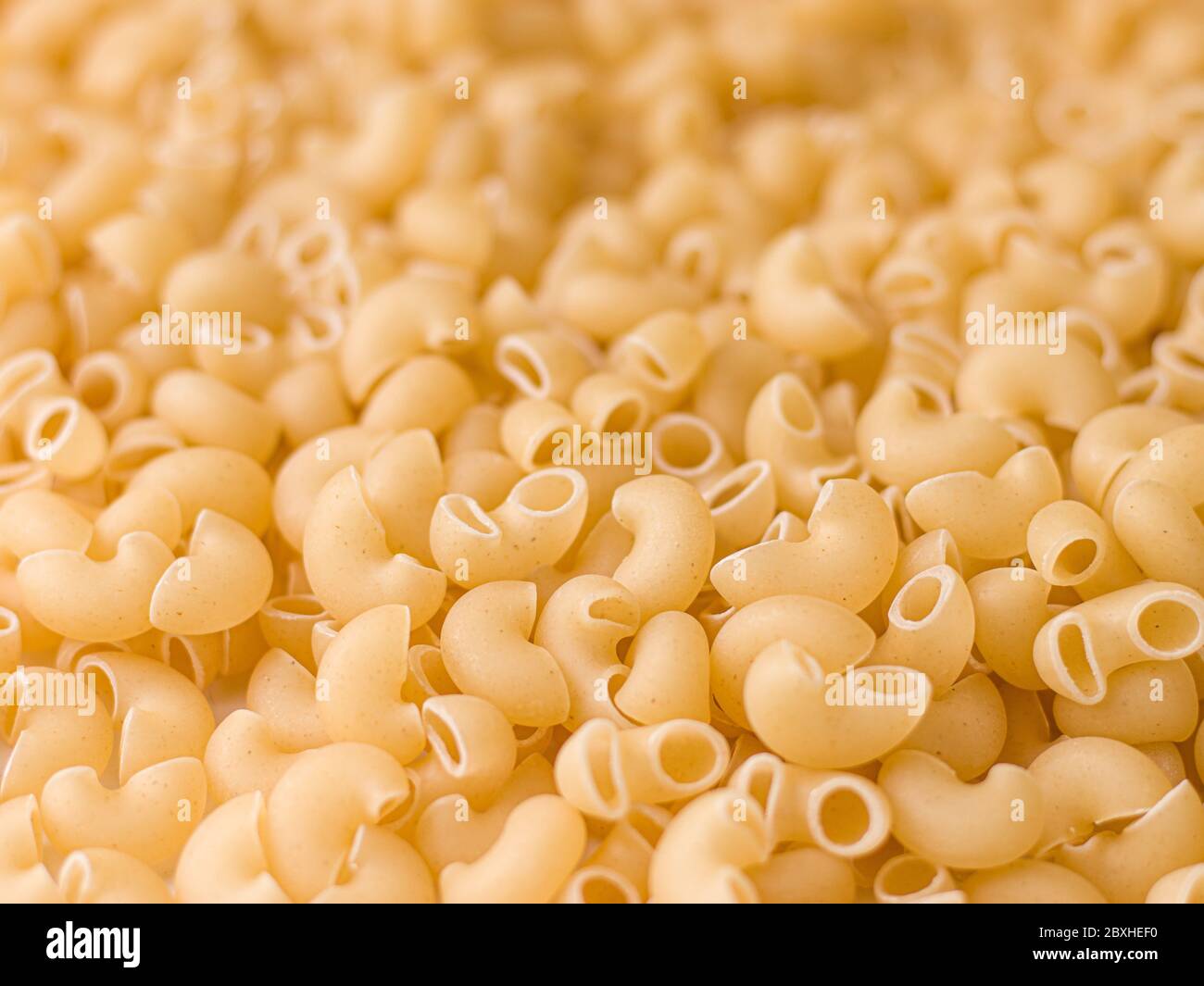 Uncooked macaroni elbow shape pasta with white background stock image ...
