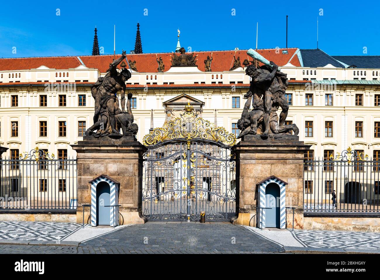 Hradcany Square and Matyas Gate - the main entrance to Prague Castle ...