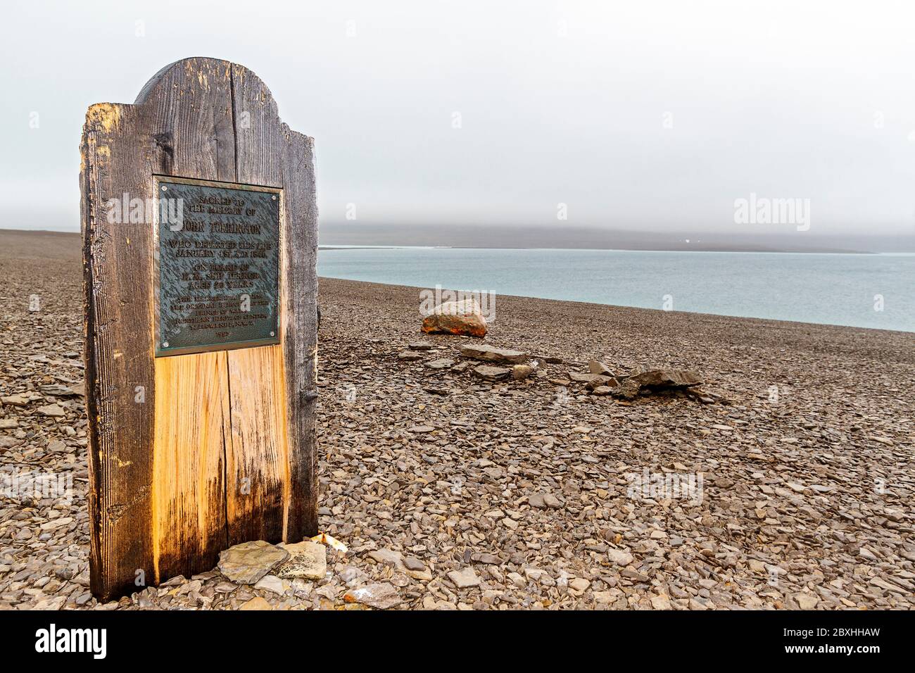 Memorial headstones on Beechey Island erected for the three members of ...