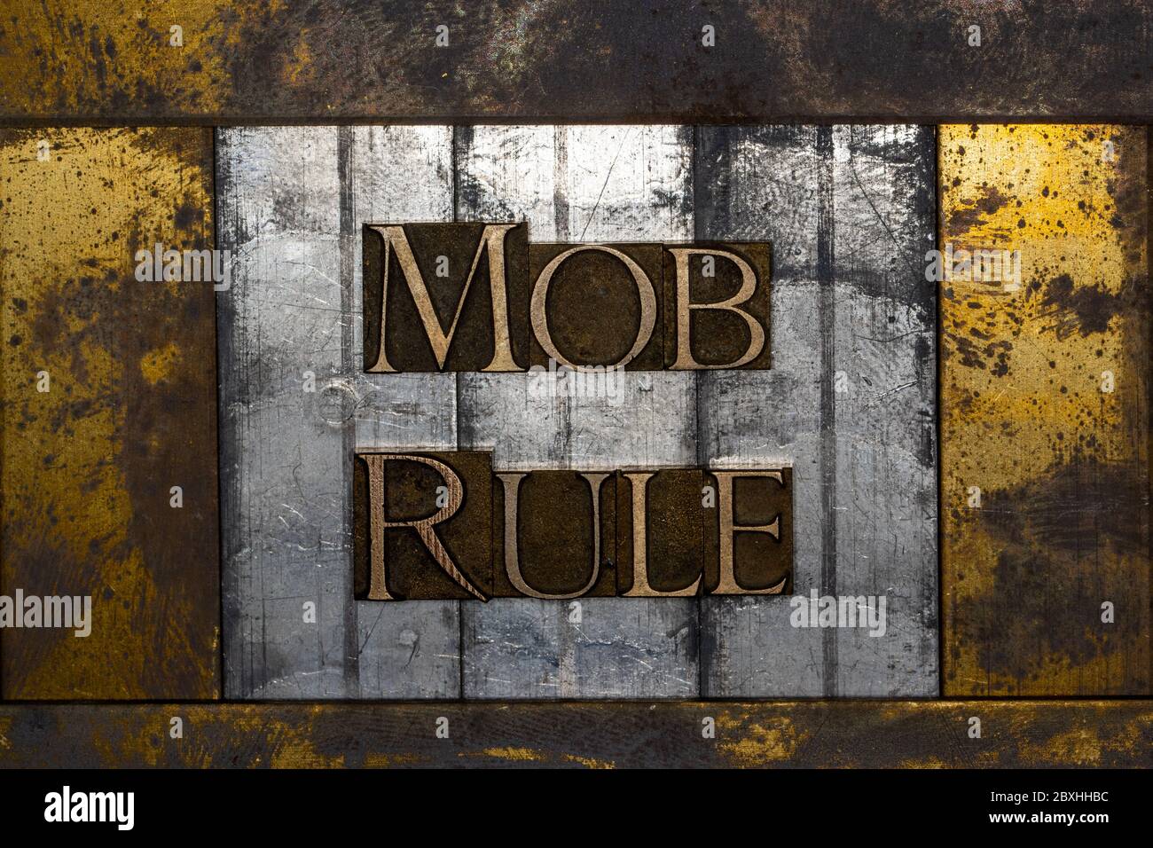 Photo of real authentic typeset letters forming Mob Rule text on ...