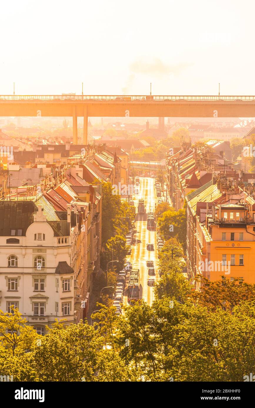 PRAGUE, CZECH REPUBLIC - SEPT 29, 2014:Nusle Bridge was completed in ...