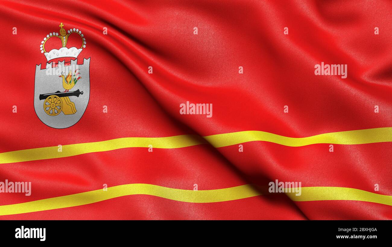 Flag of Smolensk Oblast waving in the wind. 3D illustration Stock Photo ...