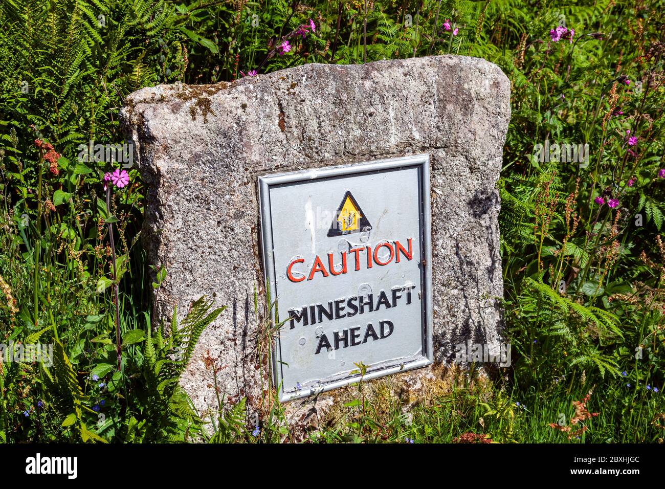 Leeds Shaft Engine House Mineshaft warning sign at Great Work Mine ...
