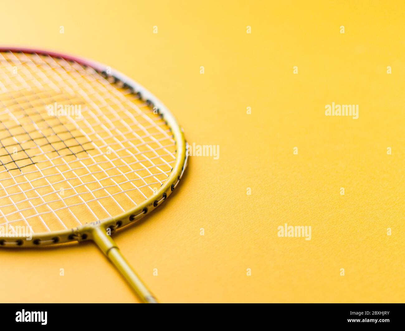 Badminton racket and White Feather Shuttlecock with a colour green ...