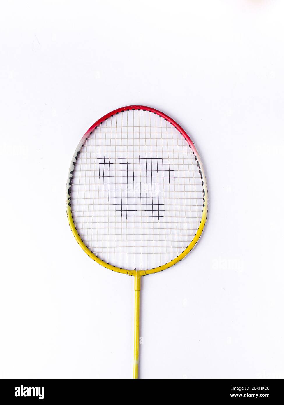 Badminton racket and White Feather Shuttlecock with a colour green ...