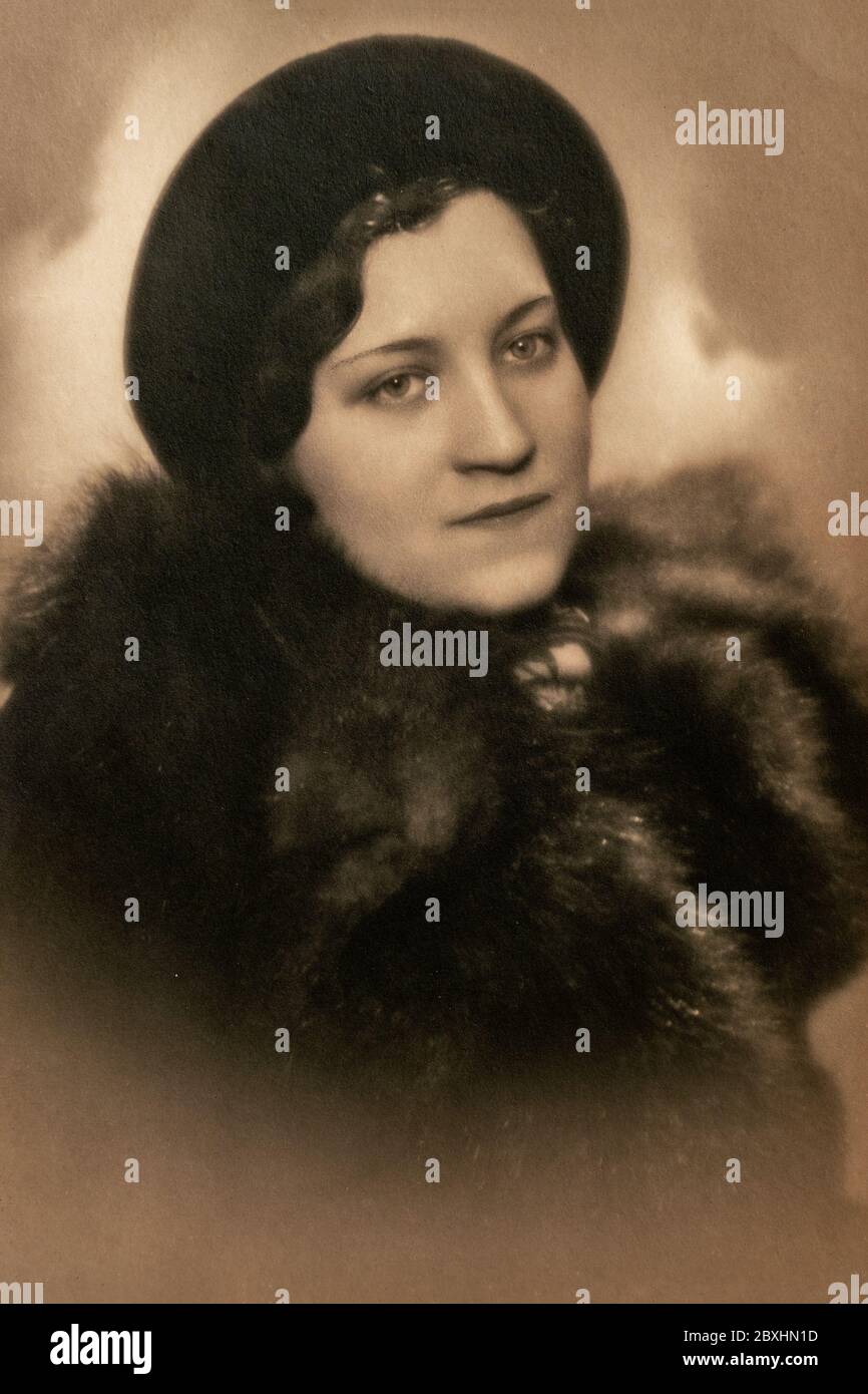 Germany - CIRCA 1930s: Portrait of female in studio Women wearing fur ...
