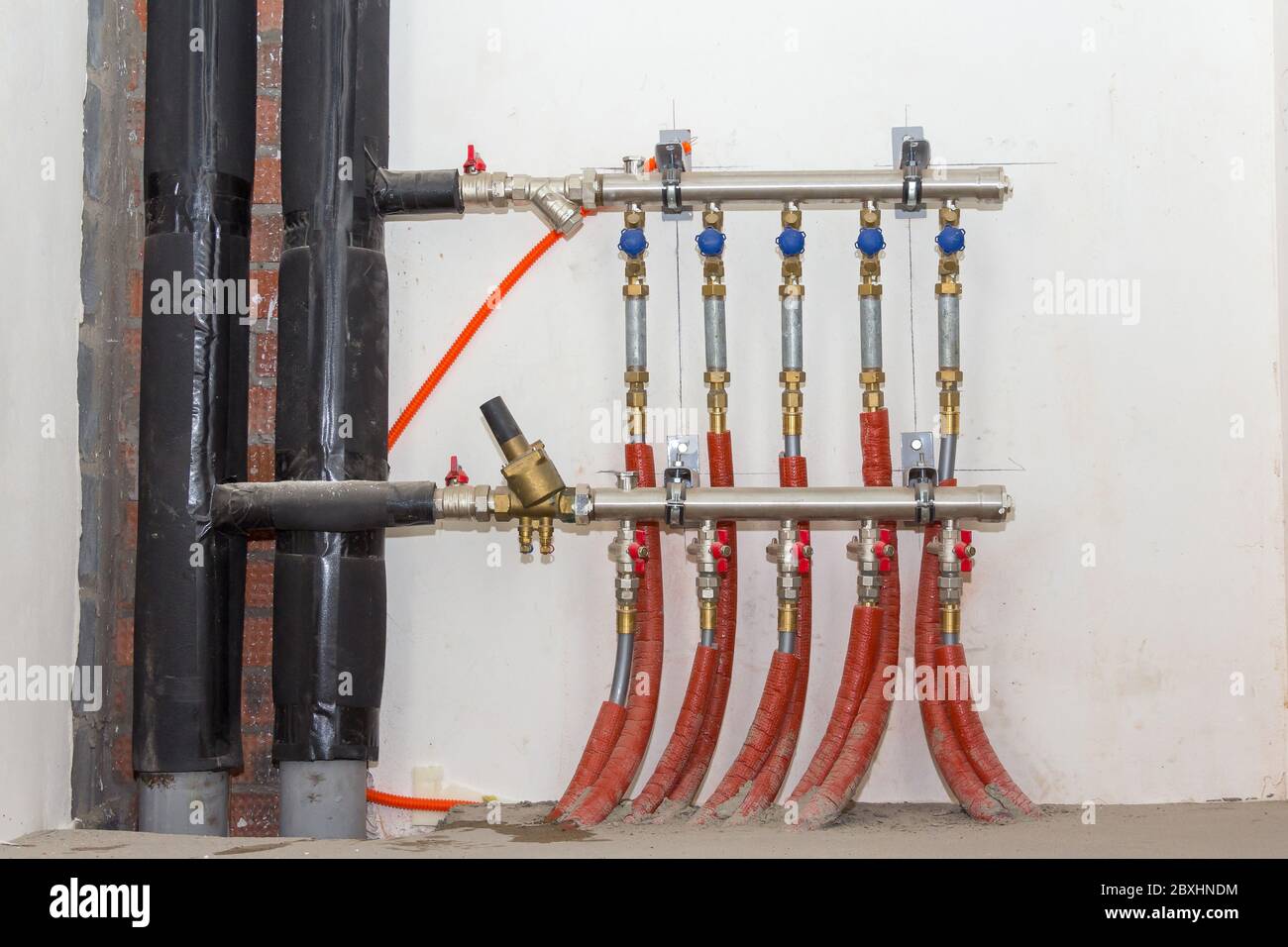 Pipes for water. Water system in a new house. Installation of pipes for ...