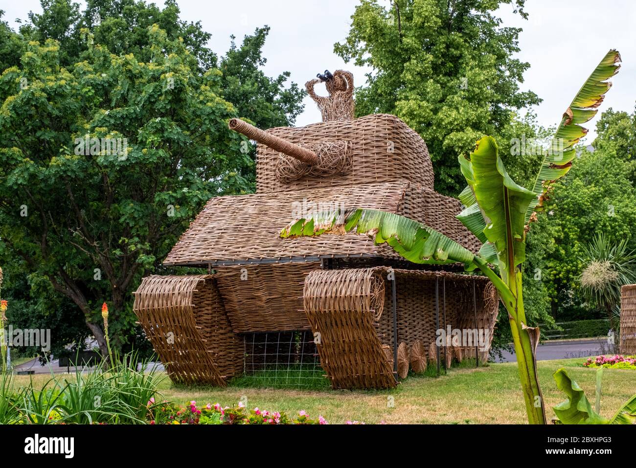 Two willow weaved tanks on the roundabout in Chelmsford city centre ...