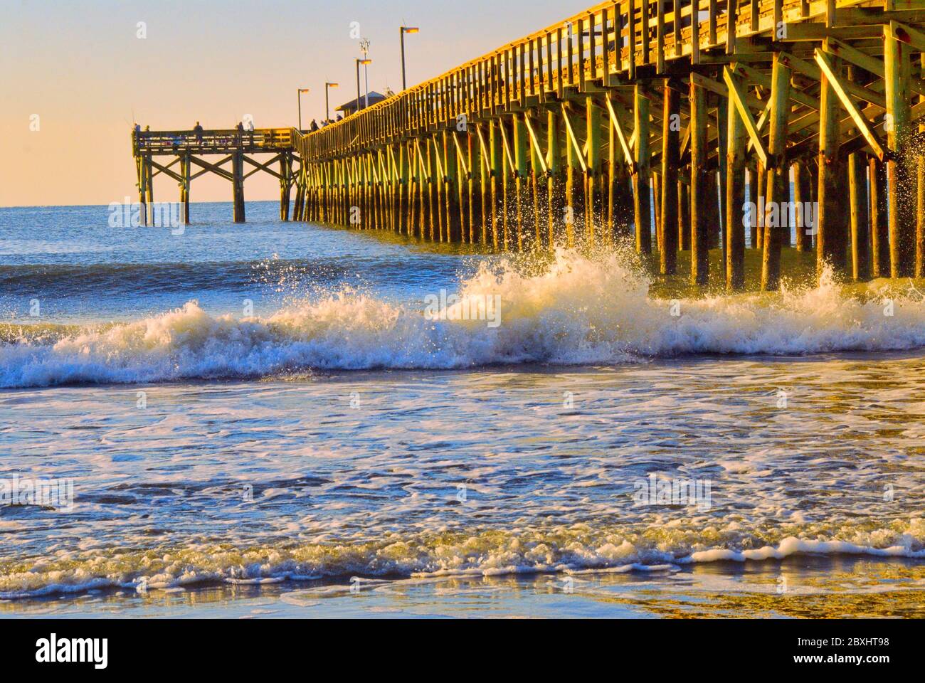 Digital art landscape of the Springmaid Beach pier in Myrtle Beach ...