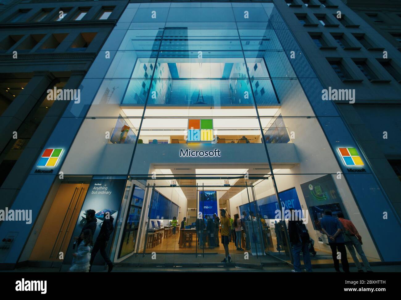 NEW YORK, USA- 01 MAY, 2020: Microsoft sign on the office building in ...