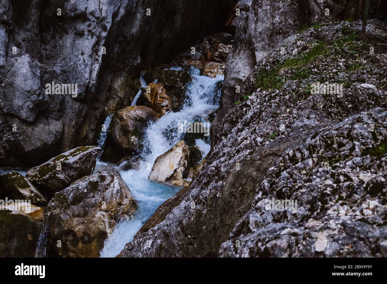 Hiking in the Hell Gorge below the Zugspitze in Germany Stock Photo - Alamy