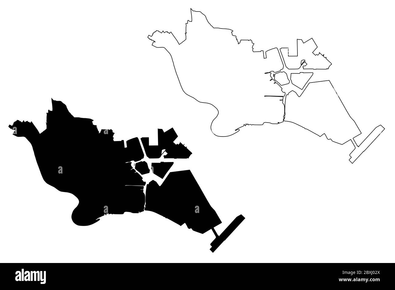Ota City (State of Japan, island country, Tokyo Prefecture) map vector ...