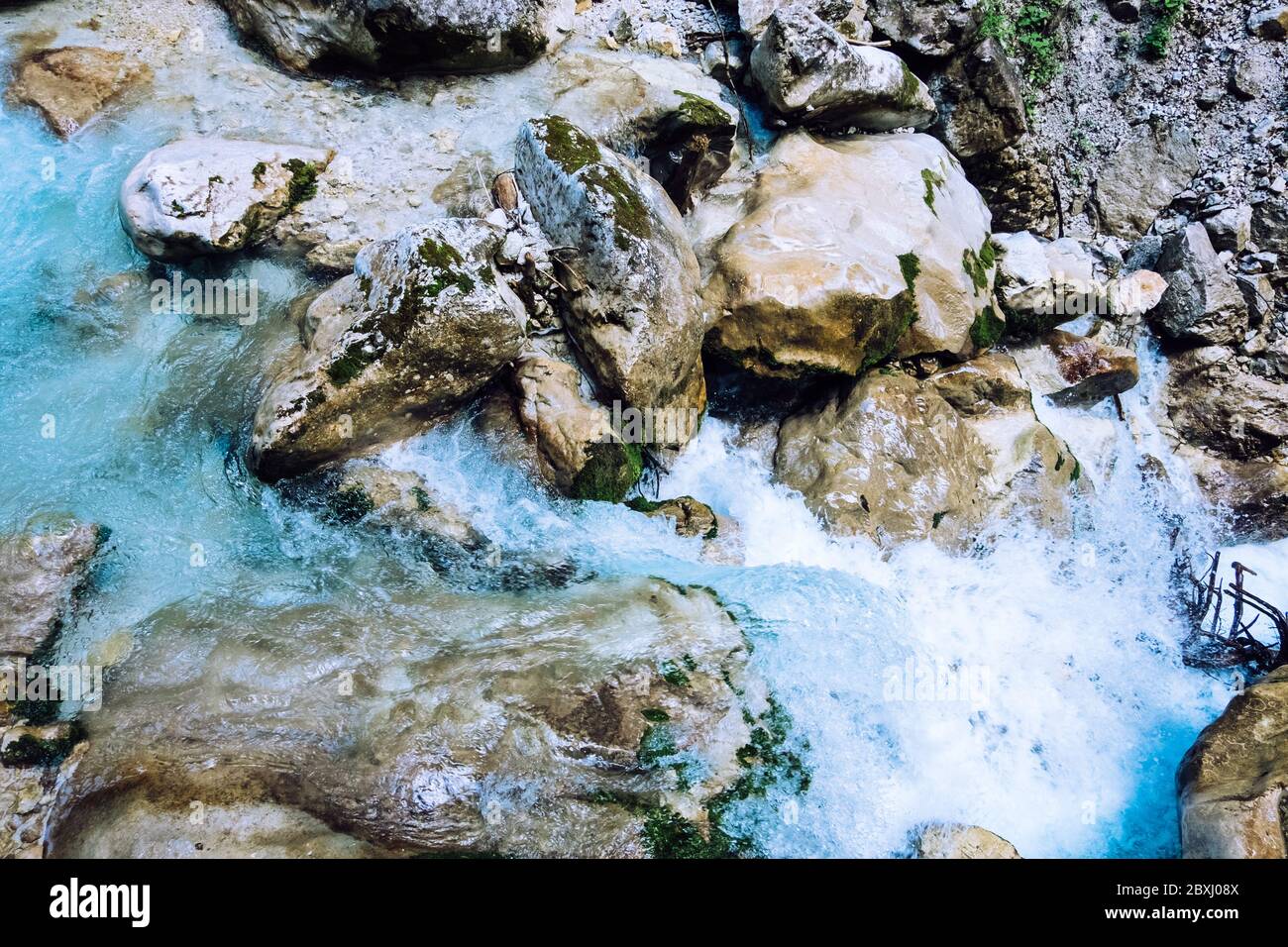 Hiking in the Hell Gorge below the Zugspitze in Germany Stock Photo - Alamy