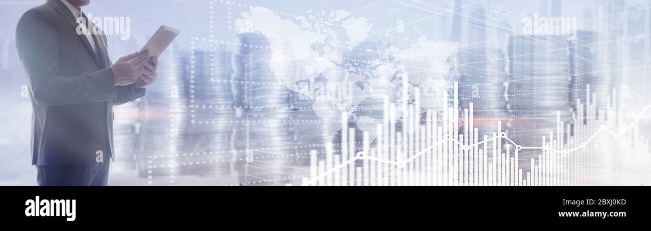 Future Financial Technology Interface. Graph Stock Market chart. World ...