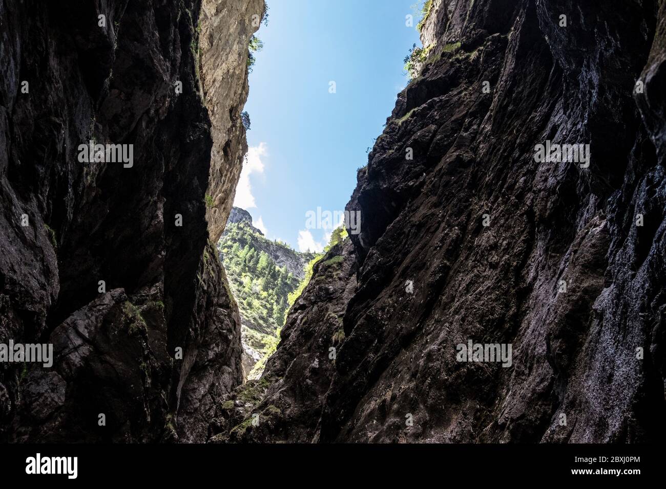 Hiking in the Hell Gorge below the Zugspitze in Germany Stock Photo - Alamy