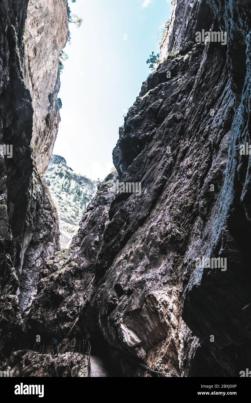 Hiking in the Hell Gorge below the Zugspitze in Germany Stock Photo - Alamy