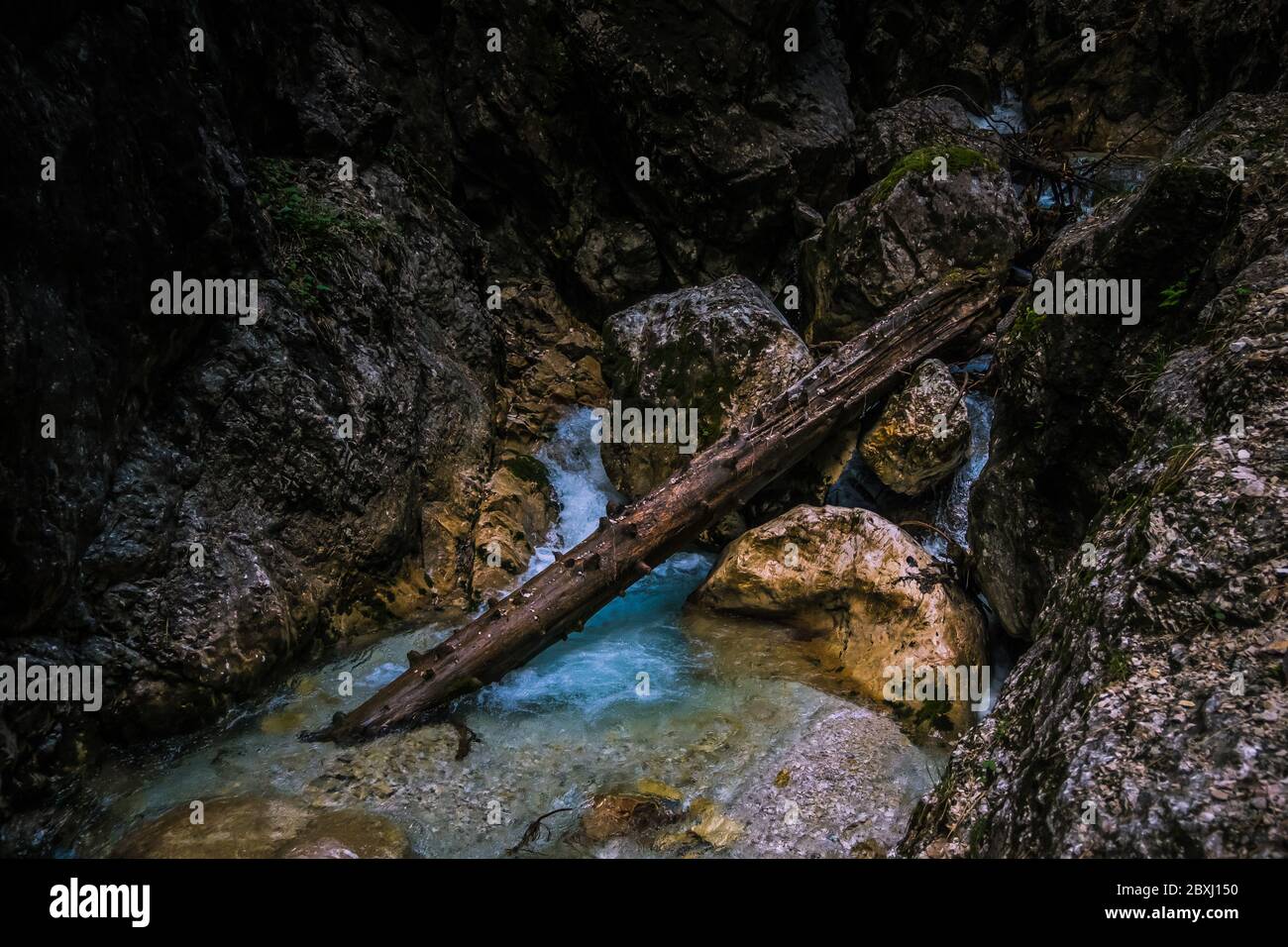 Hiking in the Hell Gorge below the Zugspitze in Germany Stock Photo - Alamy