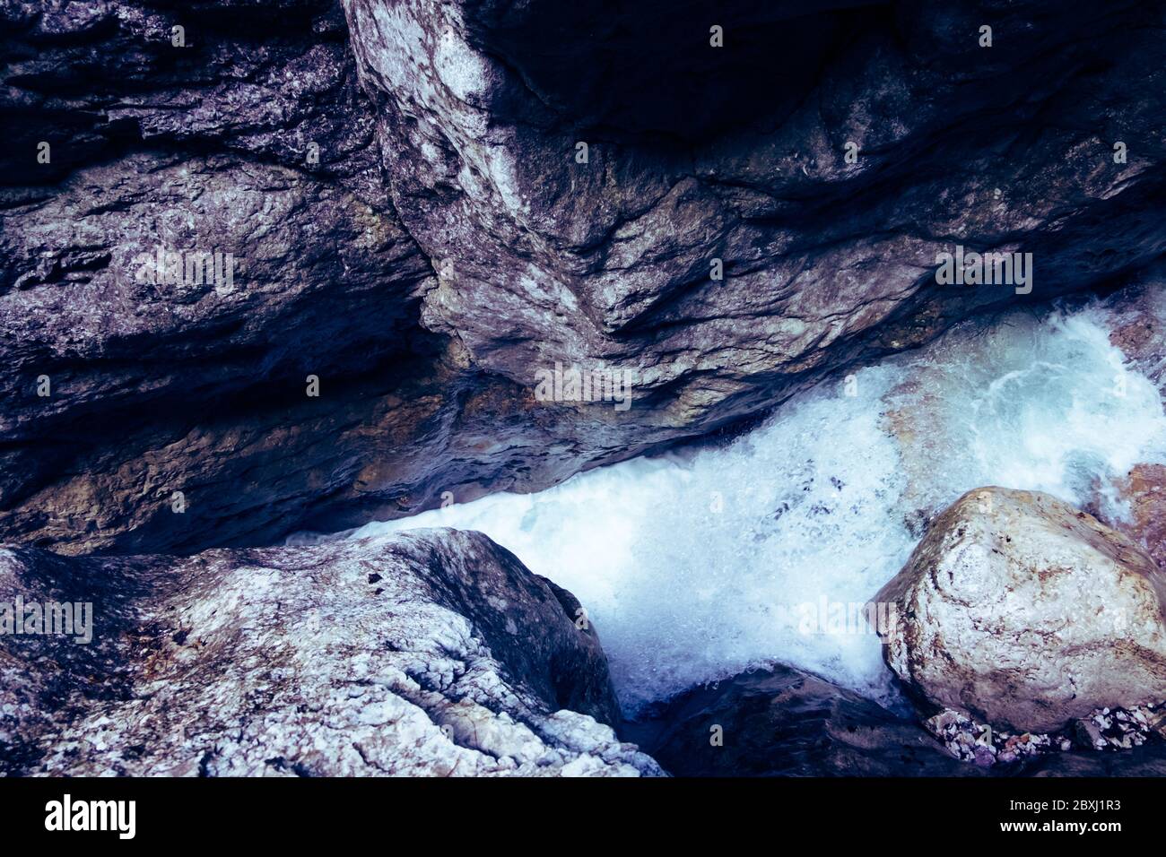 Hiking in the Hell Gorge below the Zugspitze in Germany Stock Photo - Alamy