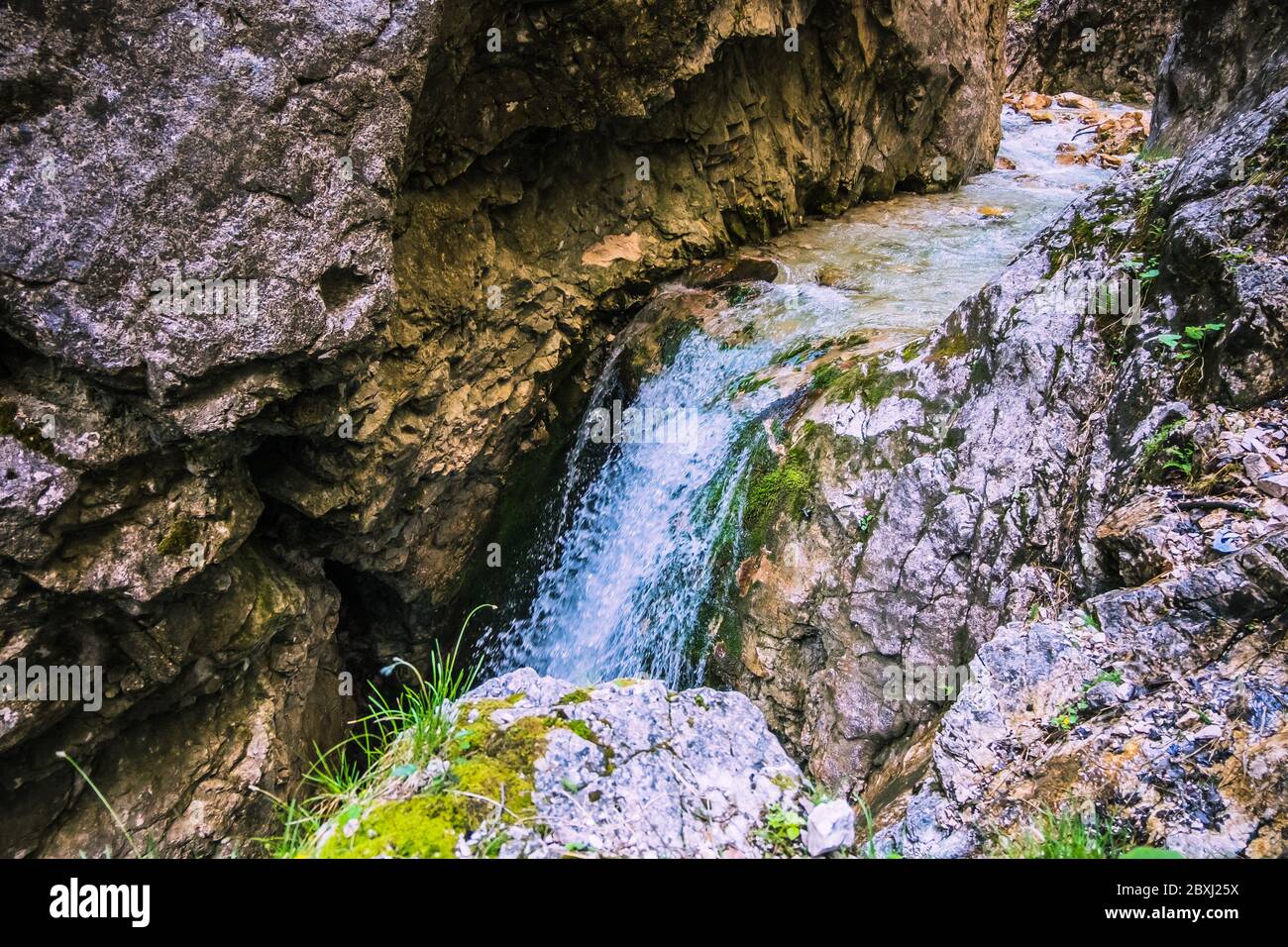 Hiking in the Hell Gorge below the Zugspitze in Germany Stock Photo - Alamy