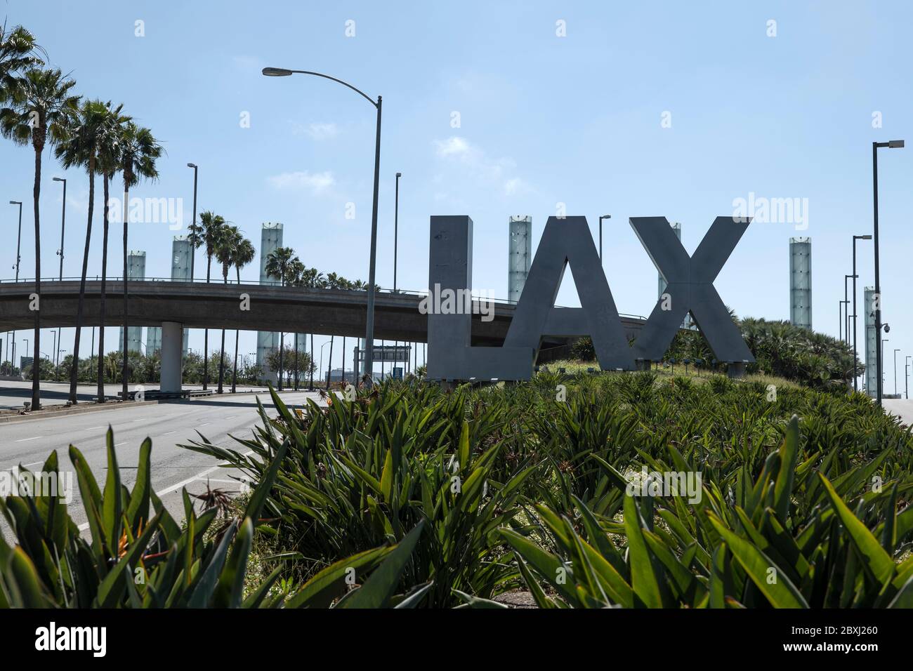 Los Angeles, CA/USA - May 24, 2020: The large LAX sign at the entrance ...