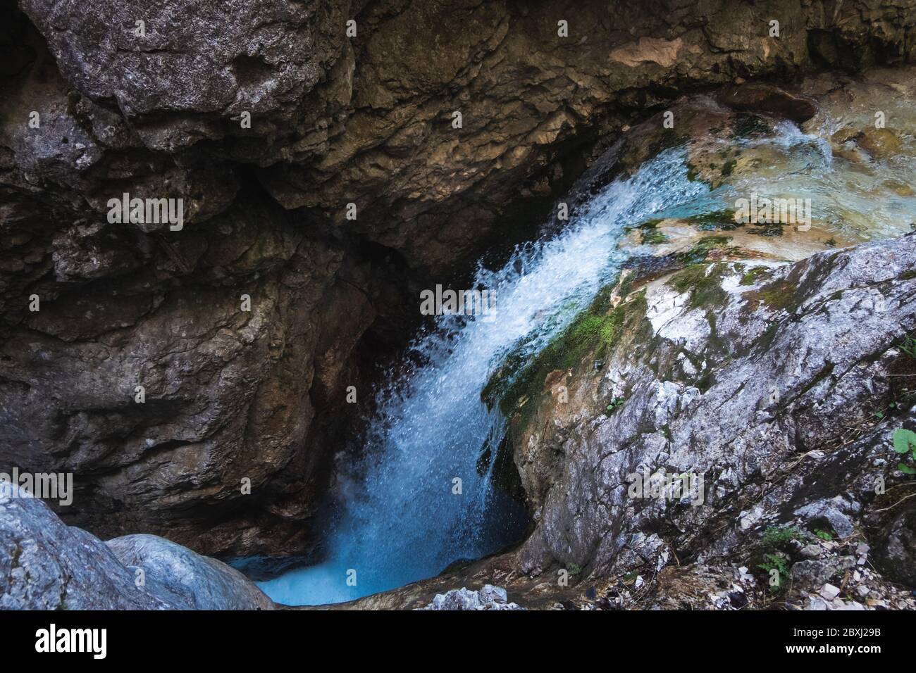 Hiking in the Hell Gorge below the Zugspitze in Germany Stock Photo - Alamy