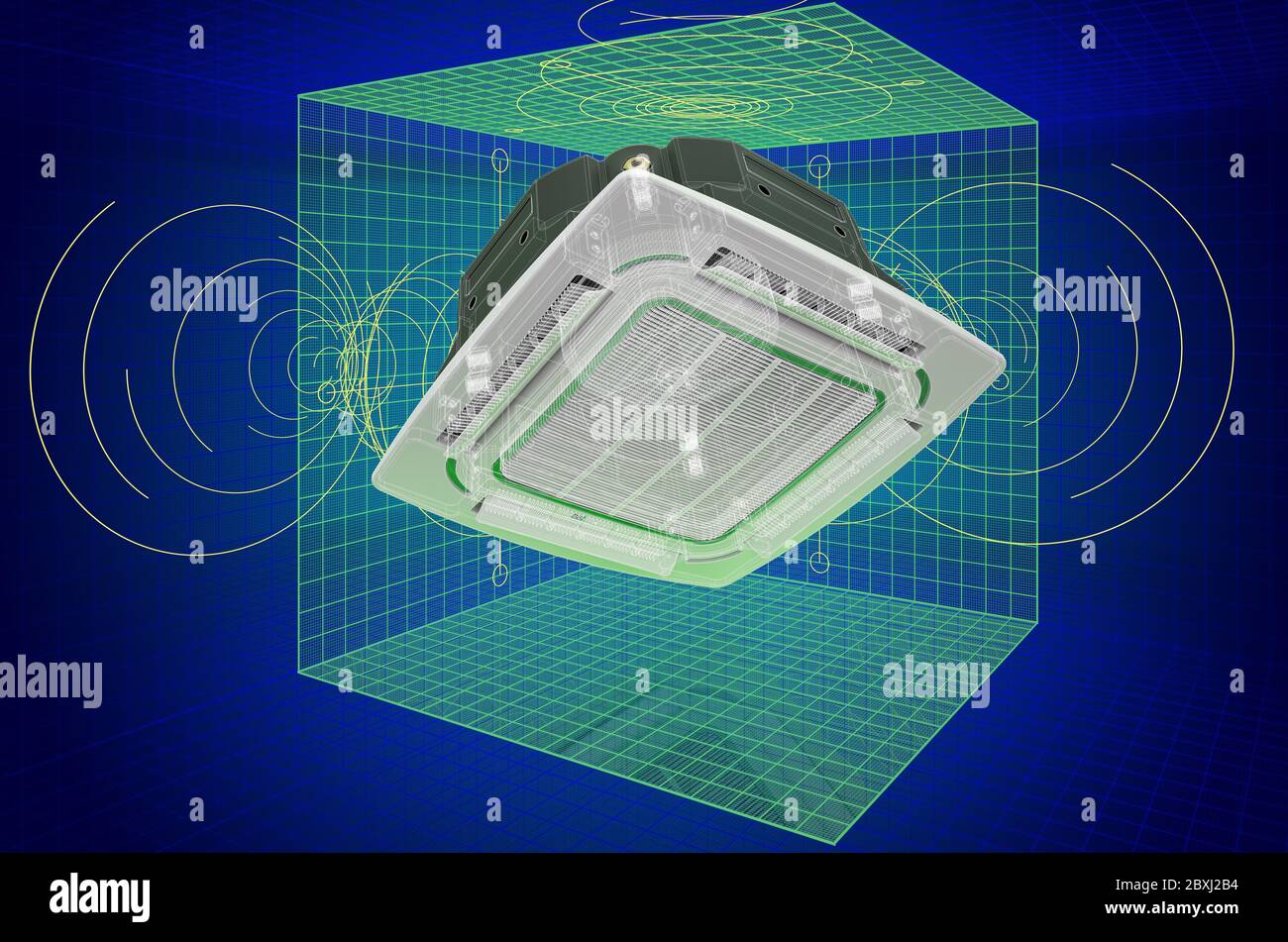 Visualization 3d cad model of Ceiling Cassette Unit, Indoor Unit of Air ...
