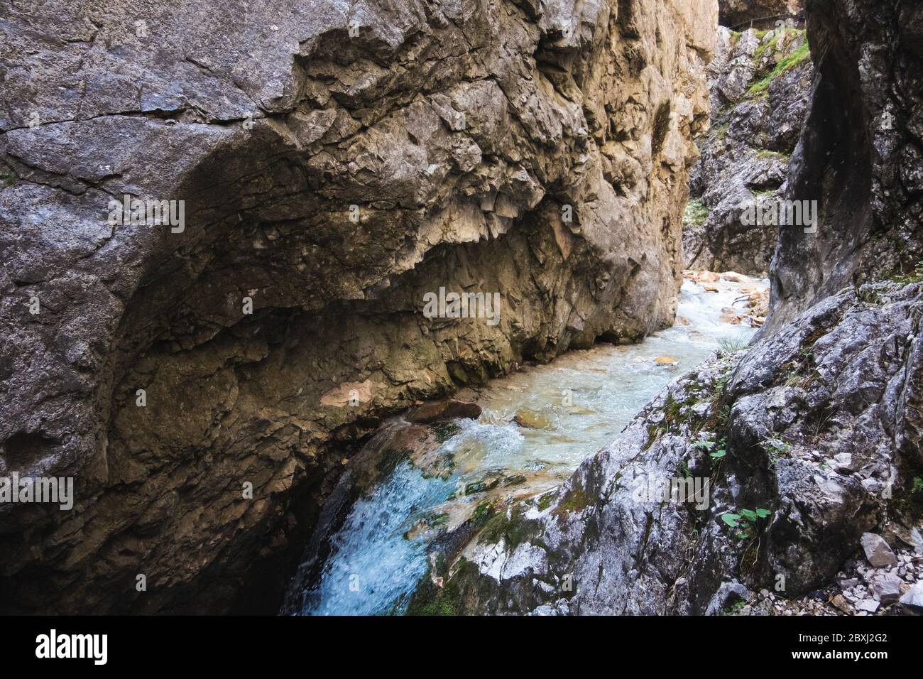 Hiking in the Hell Gorge below the Zugspitze in Germany Stock Photo - Alamy