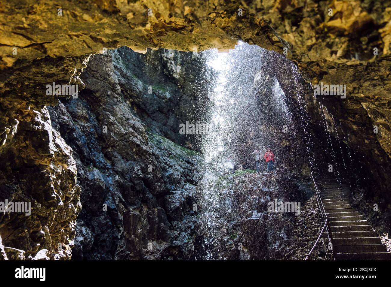 Hiking in the Hell Gorge below the Zugspitze in Germany Stock Photo - Alamy
