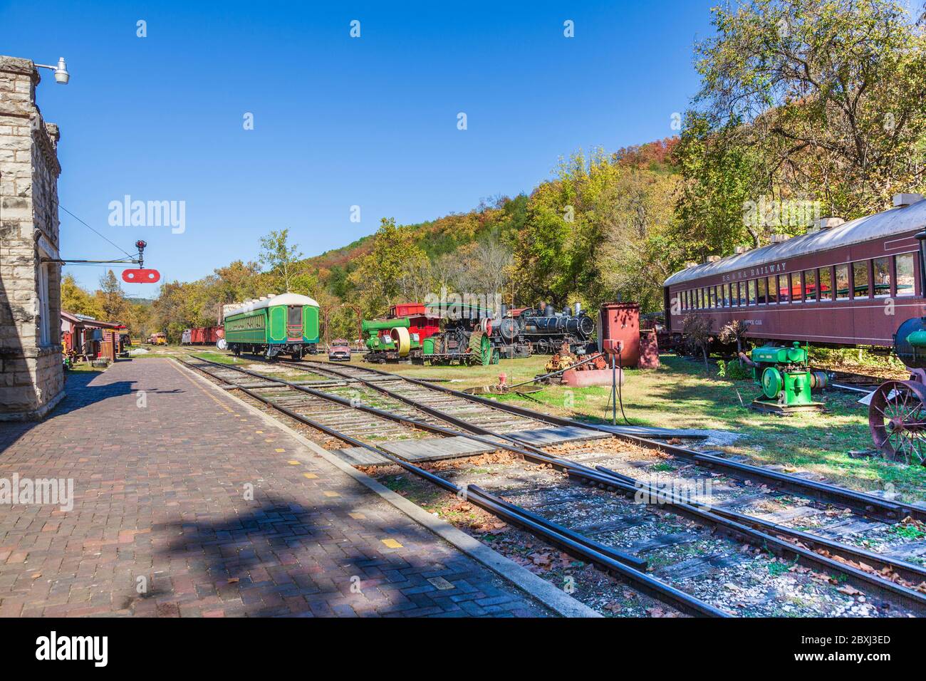 Steam locomotive and railcar of the museum railway hi-res stock ...