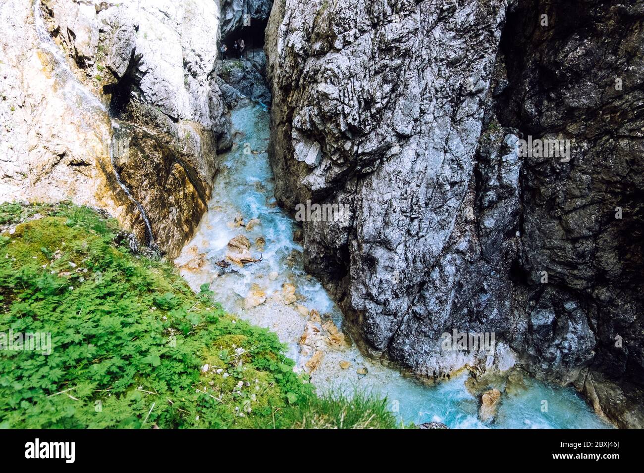 Hiking in the Hell Gorge below the Zugspitze in Germany Stock Photo - Alamy
