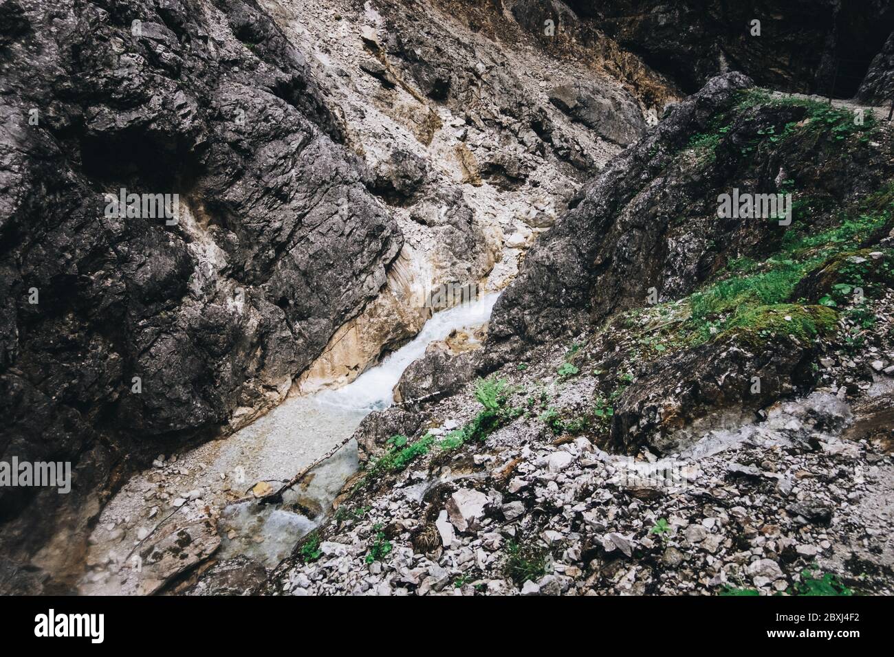 Hiking in the Hell Gorge below the Zugspitze in Germany Stock Photo - Alamy