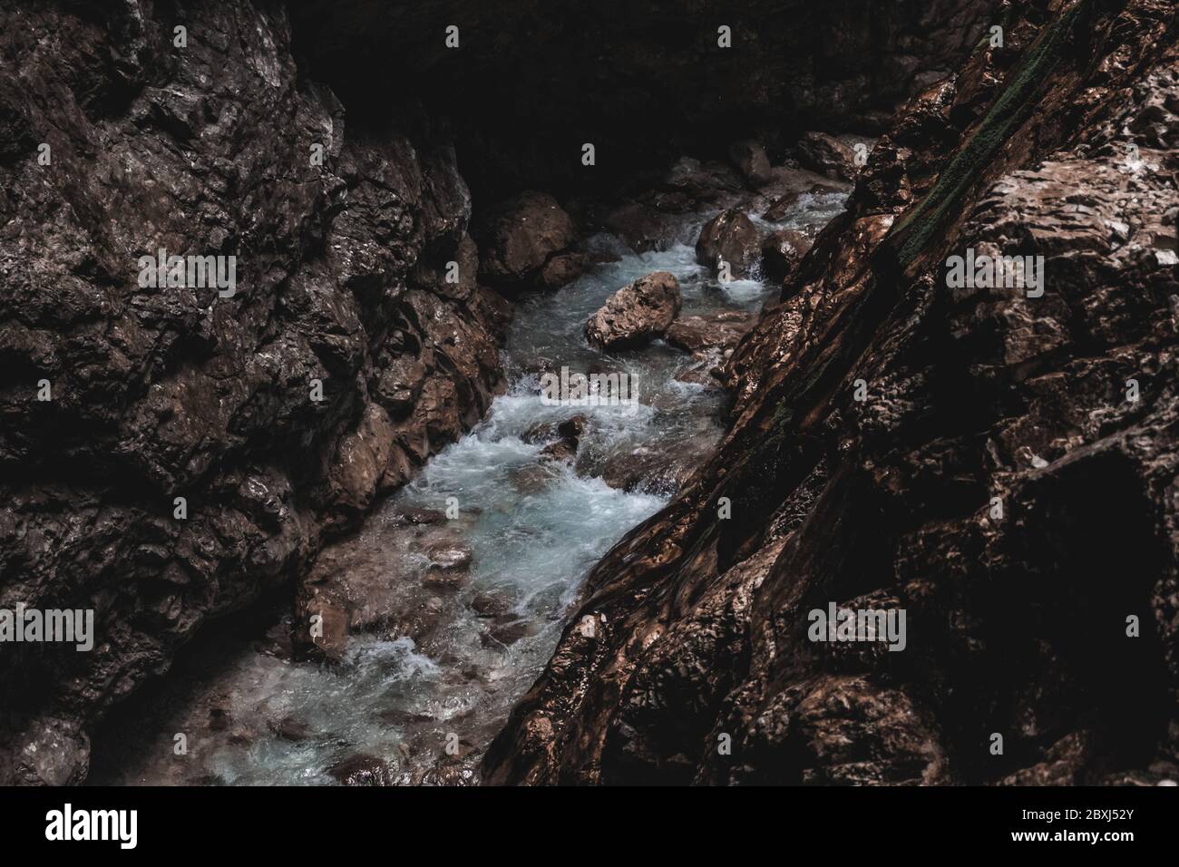 Hiking in the Hell Gorge below the Zugspitze in Germany Stock Photo - Alamy