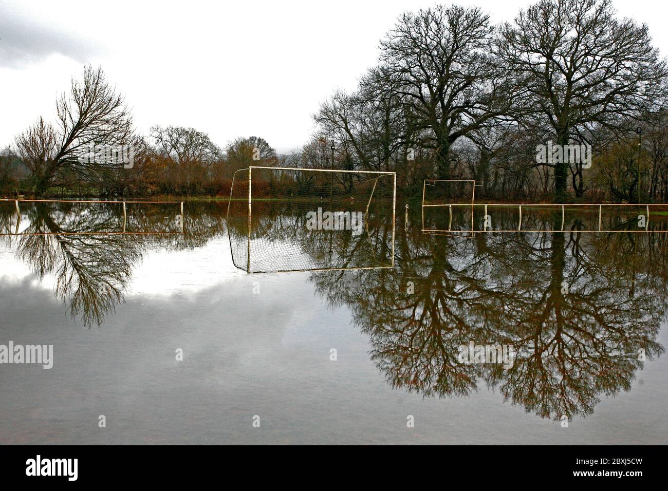 Crckhowell FC pitch flooded in very heavy rainfall in February 2014 ...