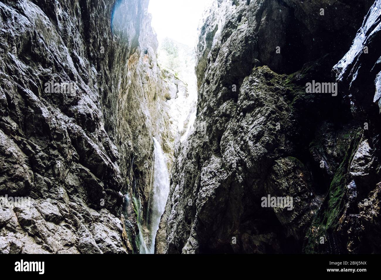 Hiking in the Hell Gorge below the Zugspitze in Germany Stock Photo - Alamy