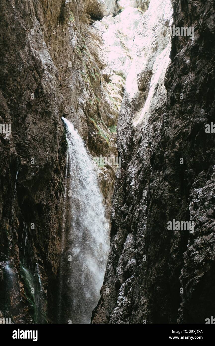 Hiking in the Hell Gorge below the Zugspitze in Germany Stock Photo - Alamy