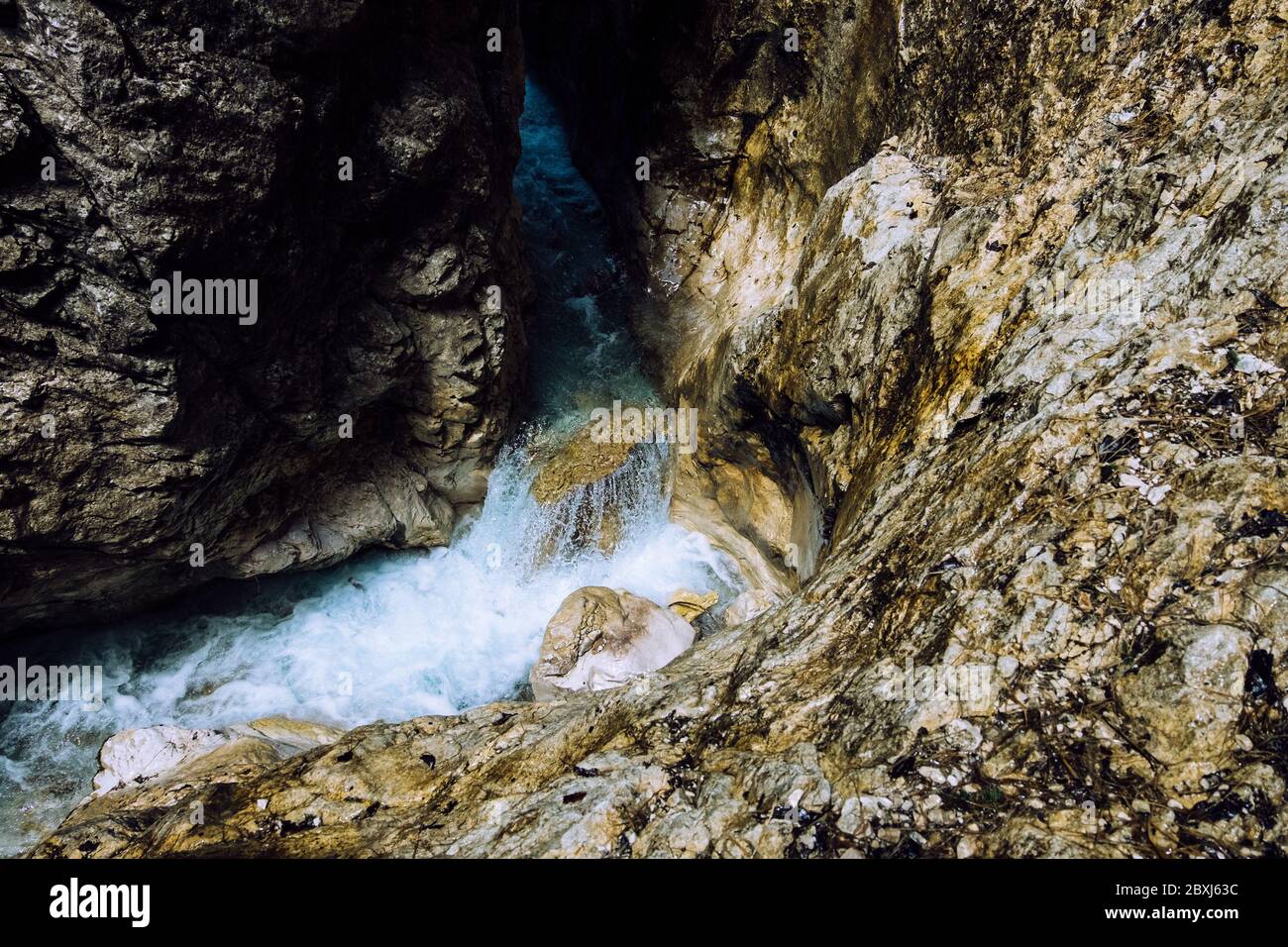 Hiking in the Hell Gorge below the Zugspitze in Germany Stock Photo - Alamy