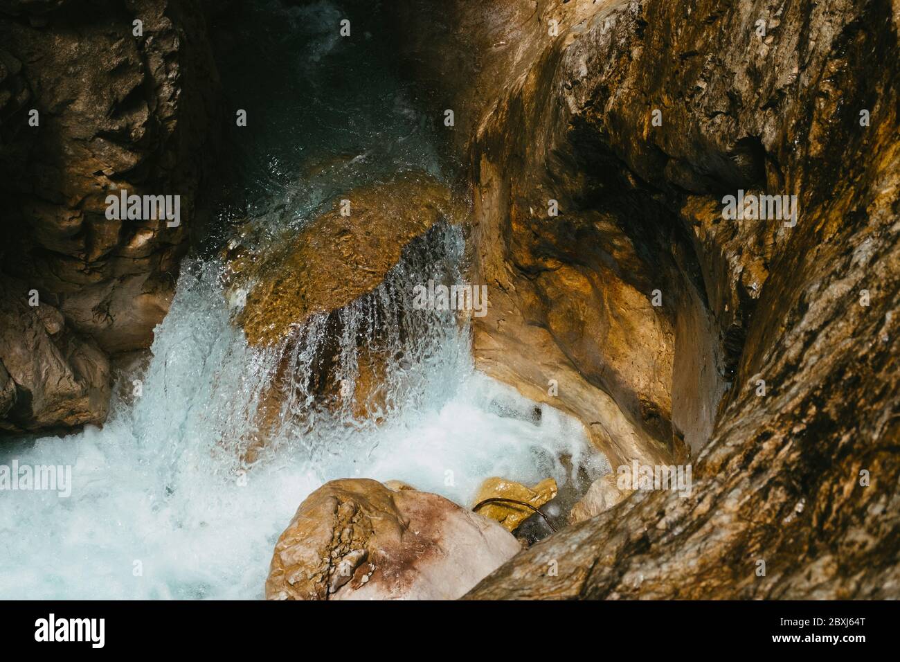 Hiking in the Hell Gorge below the Zugspitze in Germany Stock Photo - Alamy
