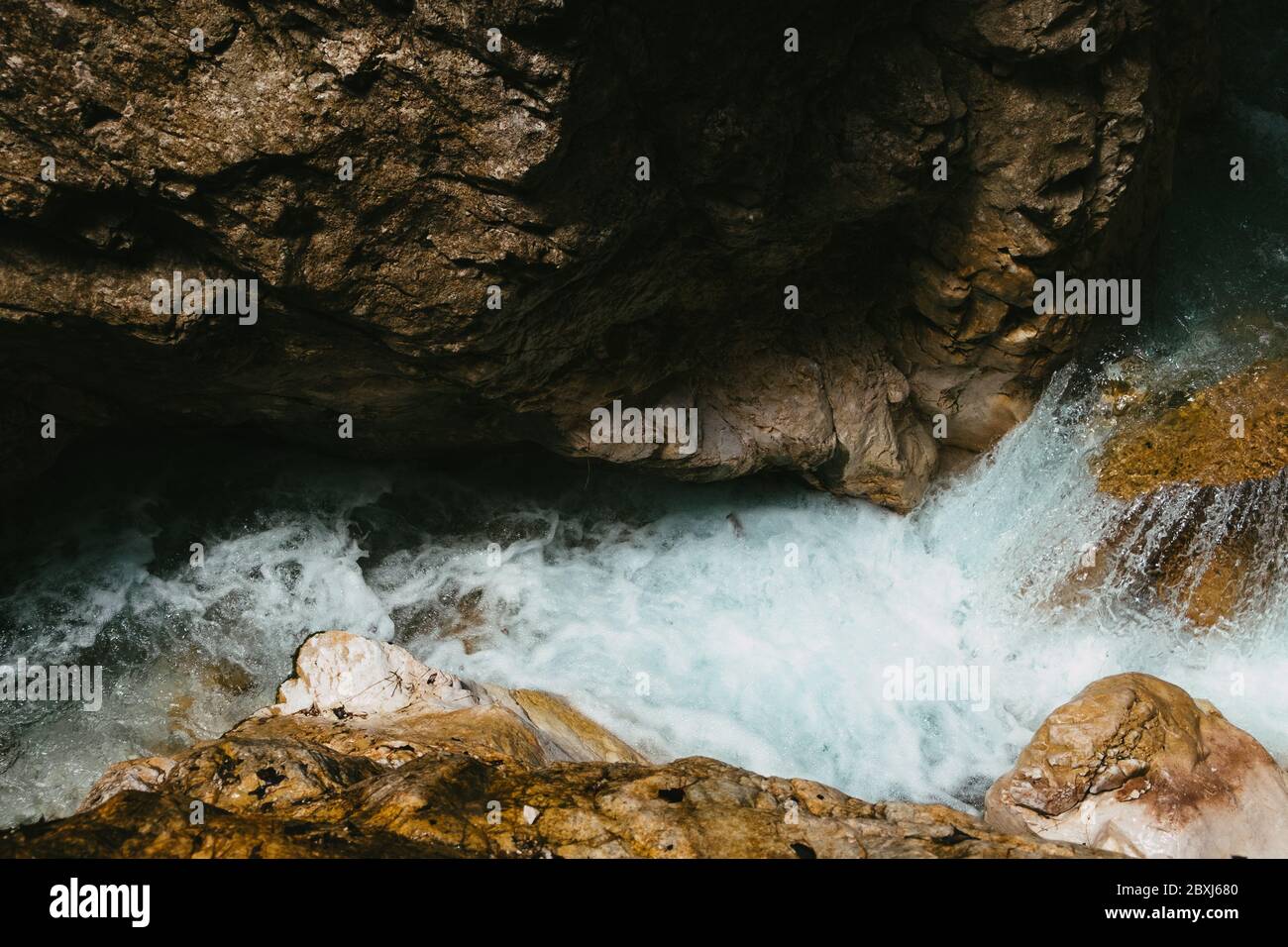Hiking in the Hell Gorge below the Zugspitze in Germany Stock Photo - Alamy