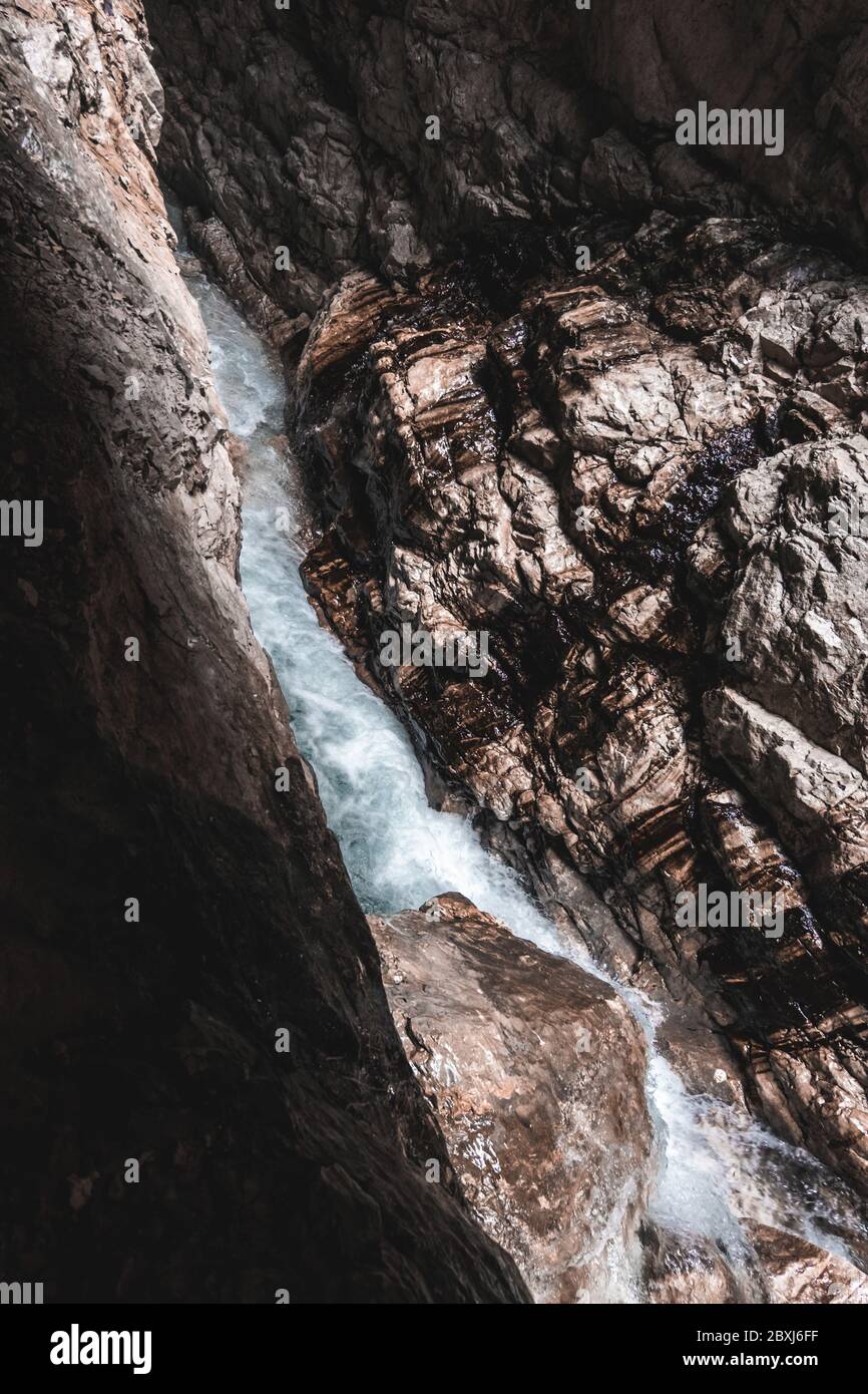 Hiking in the Hell Gorge below the Zugspitze in Germany Stock Photo - Alamy