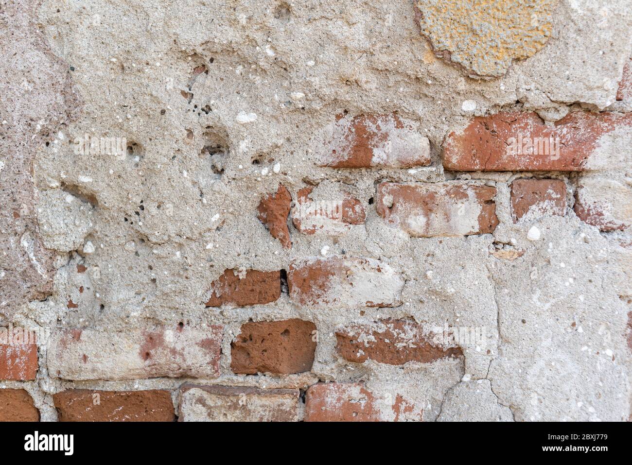Brick wall with falling apart texture background rough grunge space for ...