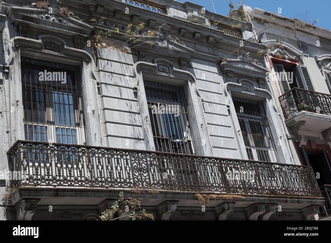 Old colonial style buildings in the historic centre of Montevideo ...