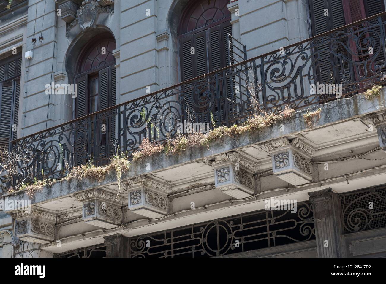 Old colonial style buildings in the historic centre of Montevideo ...