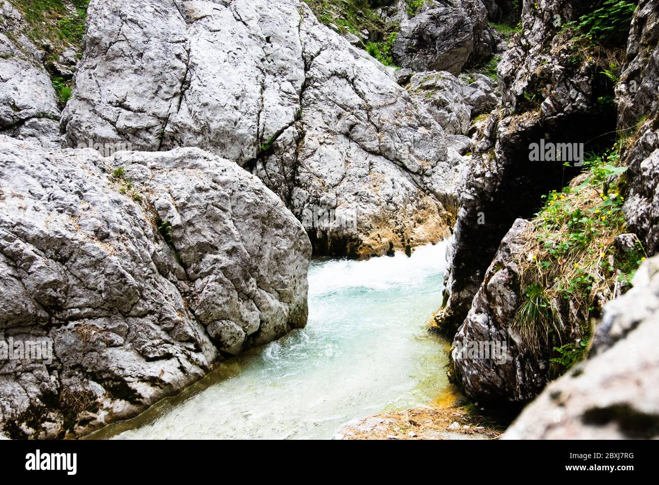 Hiking in the Hell Gorge below the Zugspitze in Germany Stock Photo - Alamy