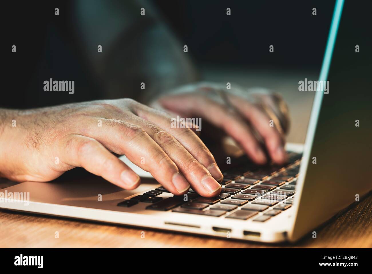 Mans hands typing selective focus hi-res stock photography and images ...